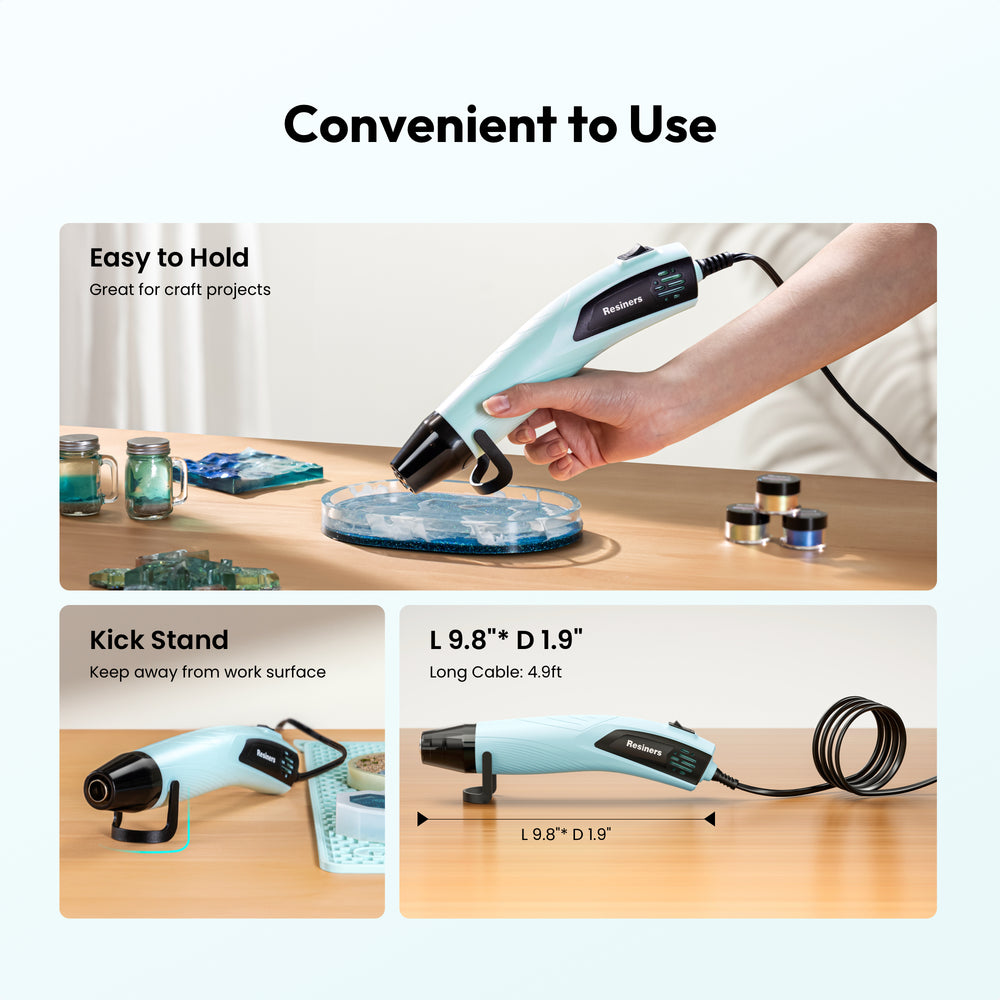 Resiners® Mini Heat Gun for Crafts, 3 Nozzles, Mini Dual Temp Hot Air ...