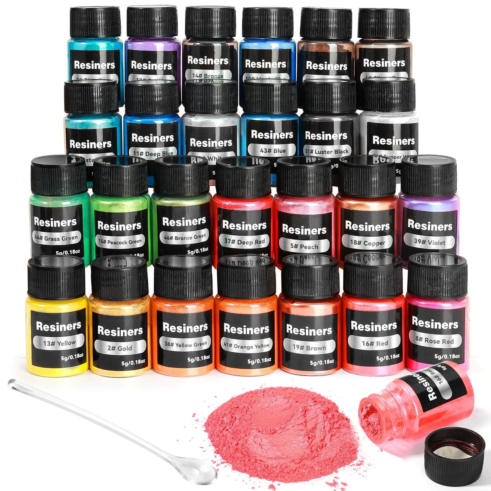 Resiners® 26 Colors Mica Powder Set, 0.175oz(5g)/Bottle, Pigments for ...