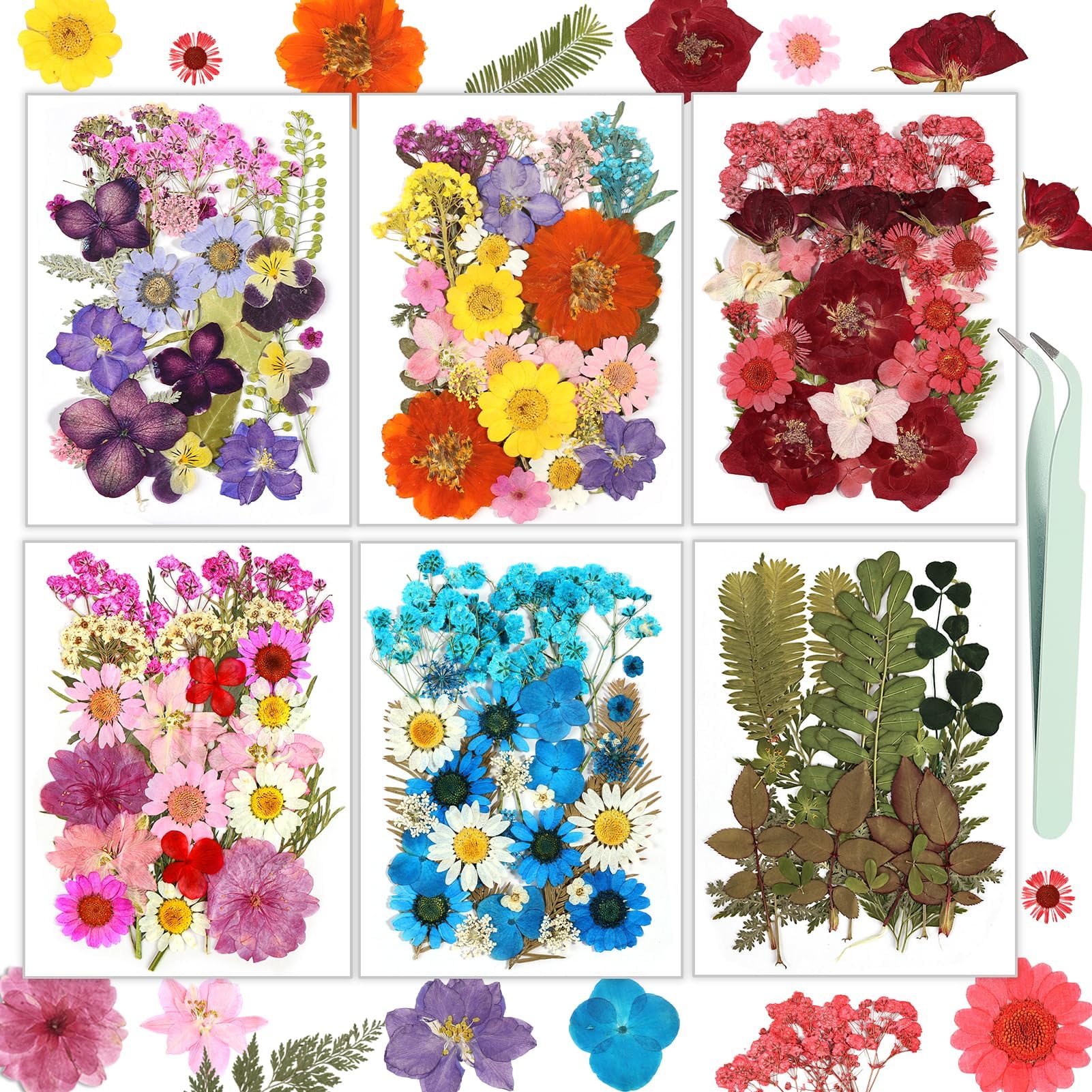 Resiners® 174Pcs Dried Flowers for Resin Molds, Natural Flowers, Real ...