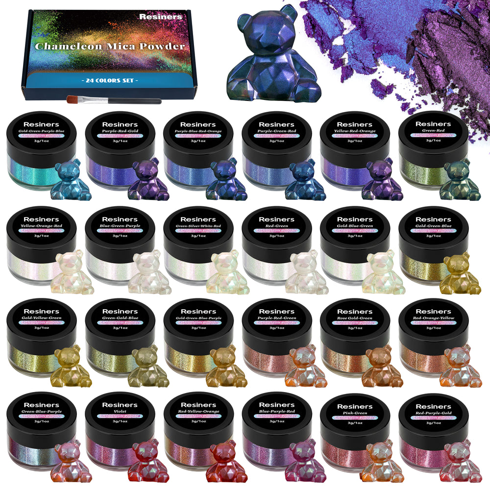 Resiners® 24 Colors Chameleon Mica Powder Set - 0.1oz(3g)/Bottle