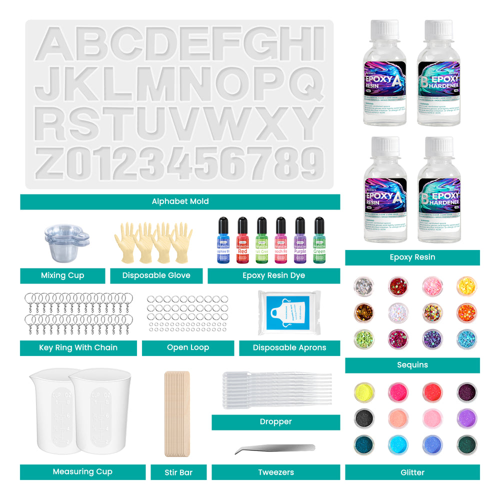 Resiners® Alphabet Resin Starter Kit for Beginners Complete Kit with M