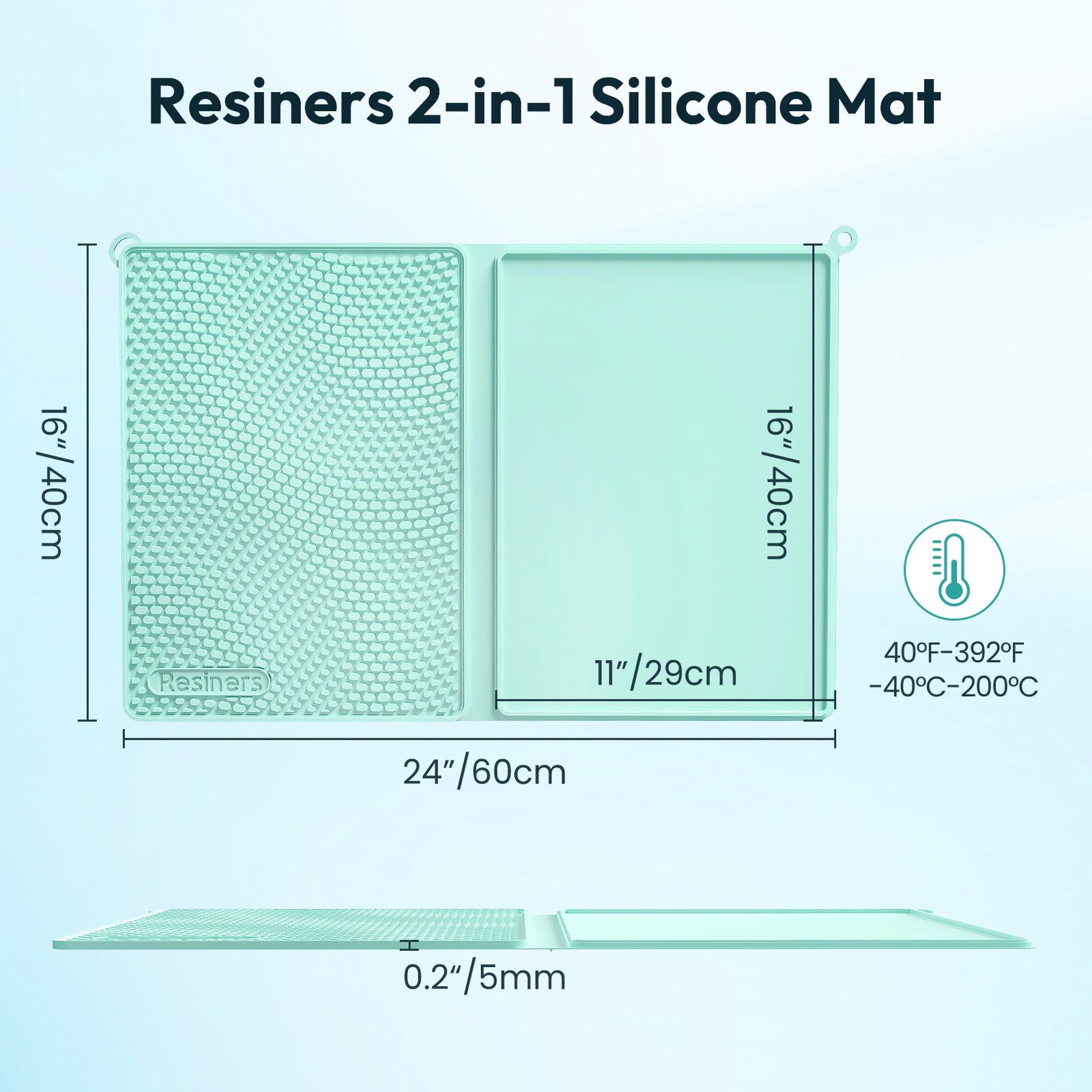 Resiners® Dual-Zone Silicone Mat – Smarter Resin Crafting, 16"x24 ...